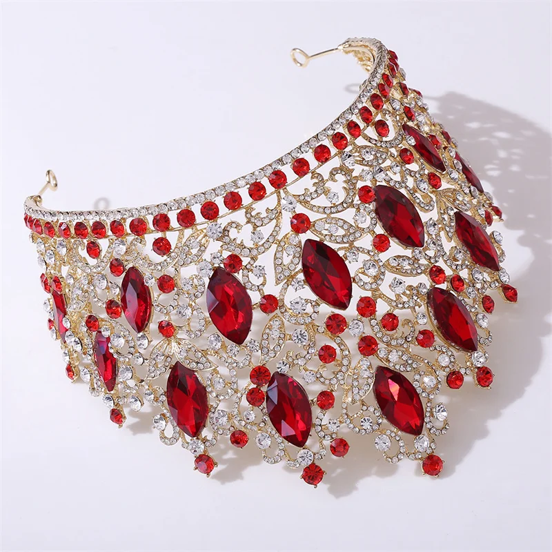 Fashion Luxury Larger Tall Pageant Crown Bride Wedding Rhinestone Tiara ...