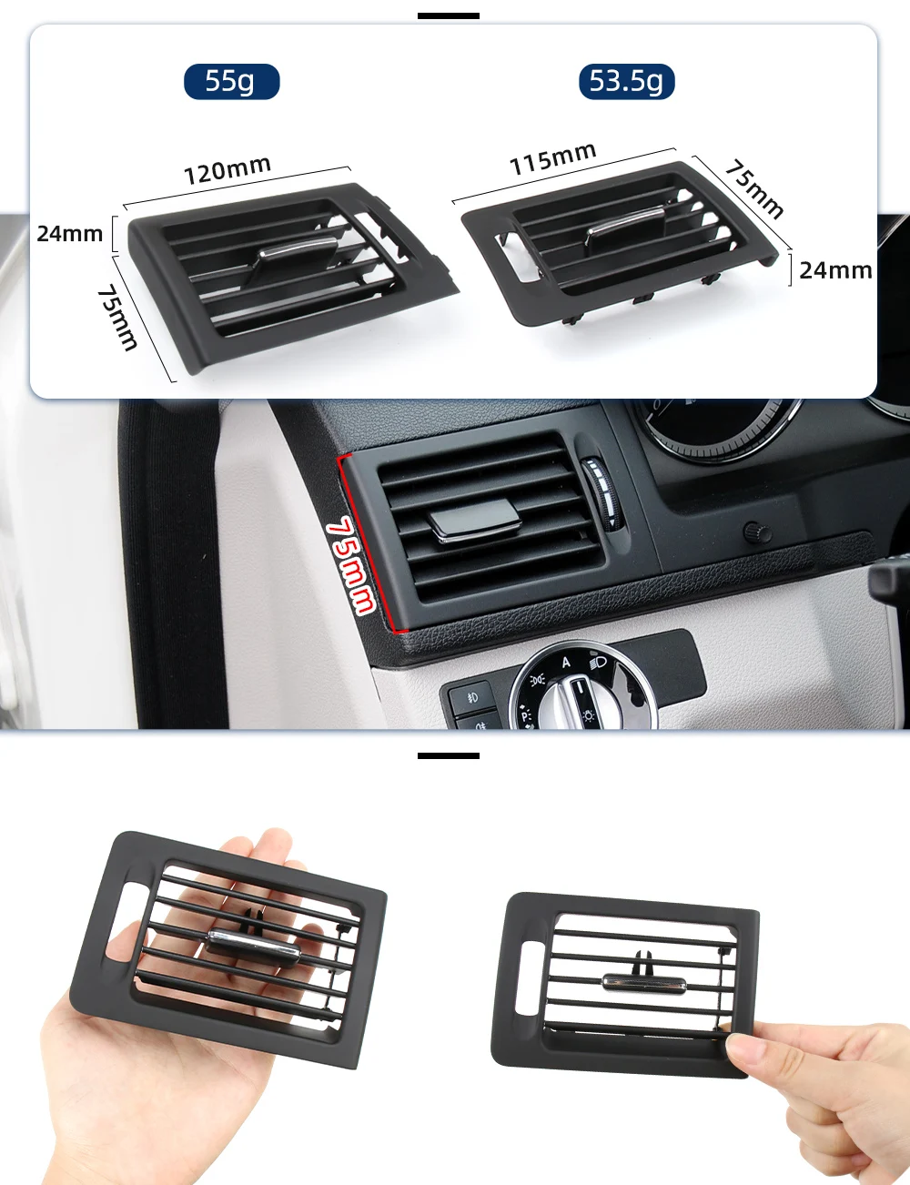Mercedes Benz W204 Front Air Conditioner Vent Grille Cover Assembly ...