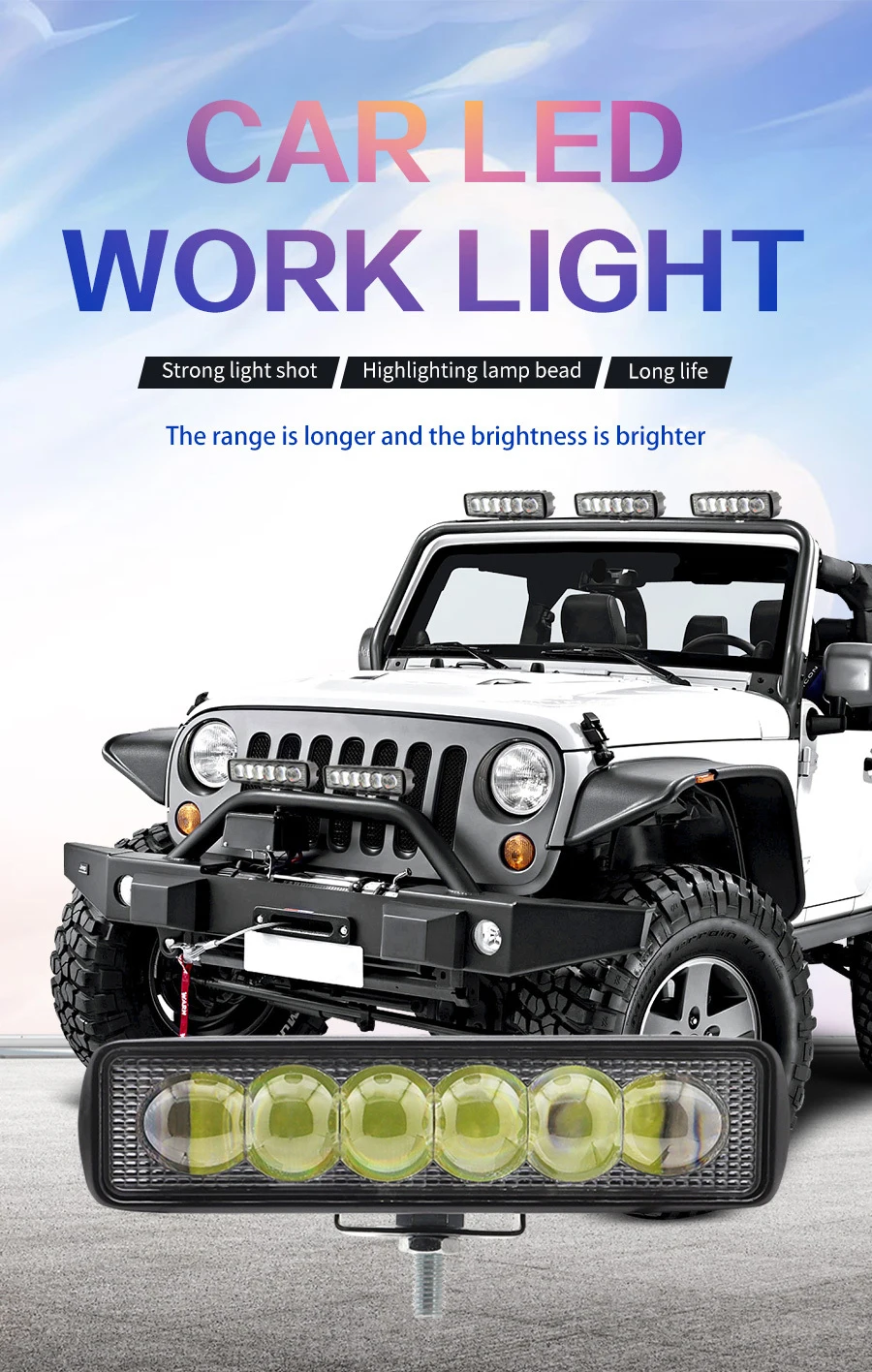 12v Waterproof Vehicle 4x4 4wd Suv Led Bar Drl Auto Spotlight Car Truck ...