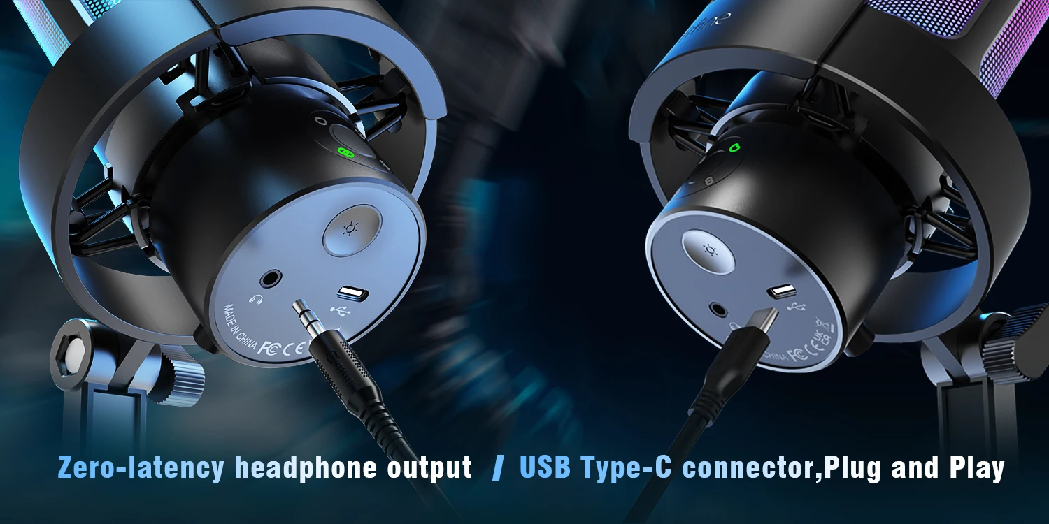 Fifine A8 Plus RGB Gaming Mic - Professional Podcast Microphone