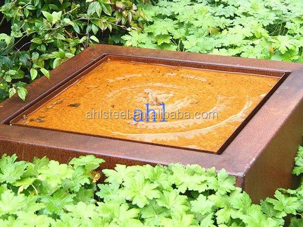 Square Water Fountain for Garden Feature - Corten Steel