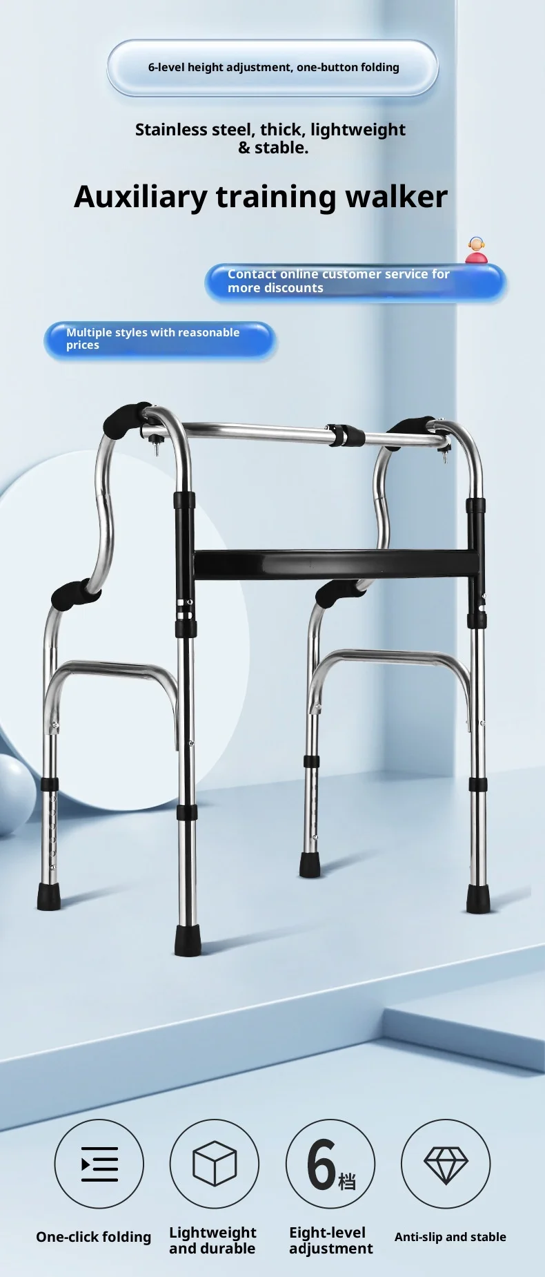 For Elderly Disabled People old men lightweight Portable Walker for ...