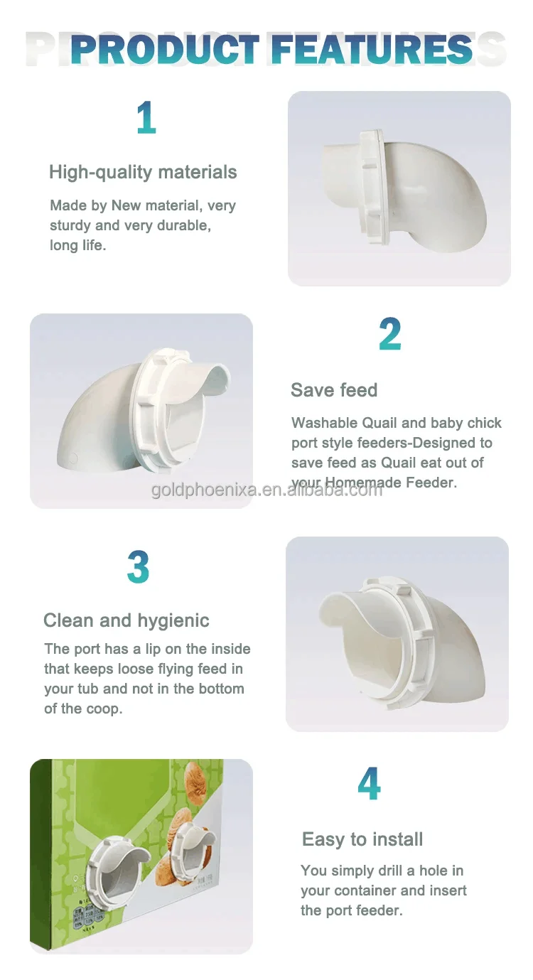 1.5" Quail Feeder Port For Small Birds Feeder Elbow Threaded Type ...