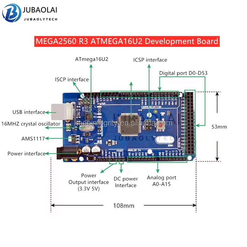 2025 MEGA2560 R3 Atmega16U2 ATMEGA2560 Open Source Development Board for arduino MEGA 2560 R3 ...