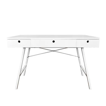 White Metal Feet Computer Workstation Table Desk In Uv Matt Paint Study ...