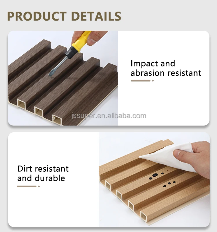 WPC Wall Panel Round Fluted Wall Panel Interior Decorative PVC Panel ...