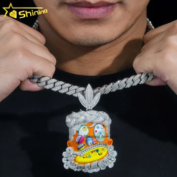Custom3" Hip Hop Cartoon Funny Ghost Pendant 925 Silver Iced Out Vvs ...