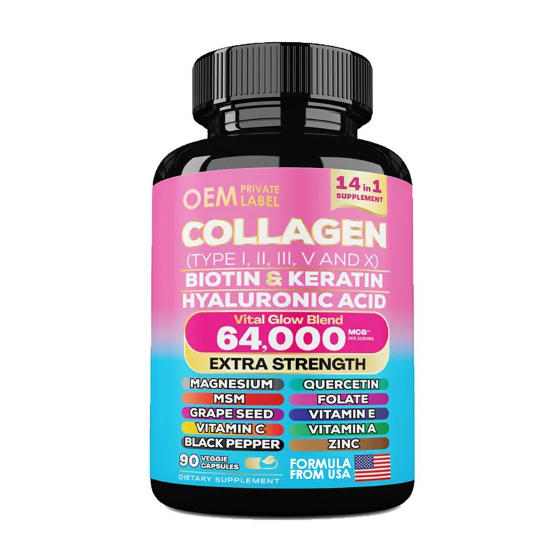 Oem Collagen Capsule 64000mg Biotin & Keratin Hyaluronic Acid ...