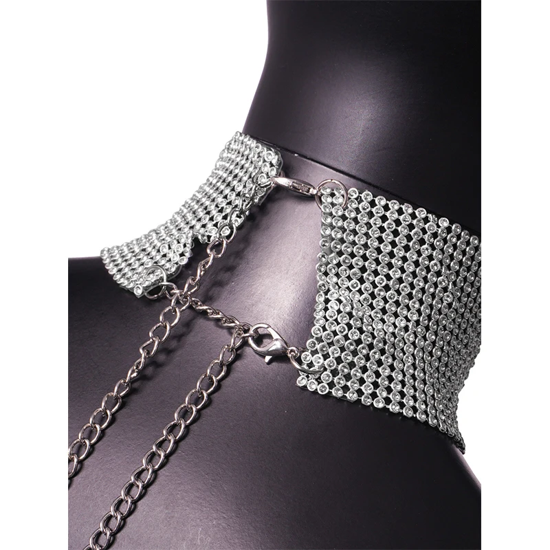 Women Y2k Silver Aluminium Metal Chainmail Party Club Sleeveless Halter ...