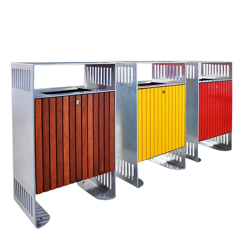 Outdoor Container Waste Bin Park Commercial Wood Outdoor Trash Can ...