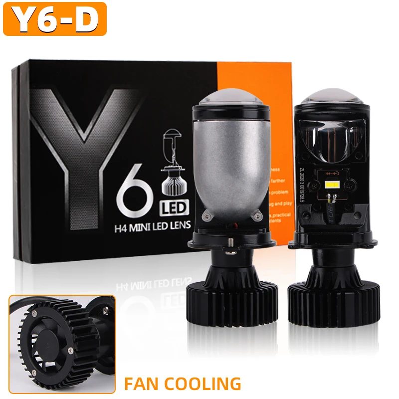 Y6D LED Projector Lens Headlight - 3800LM, 6000K, 1 Year Warranty