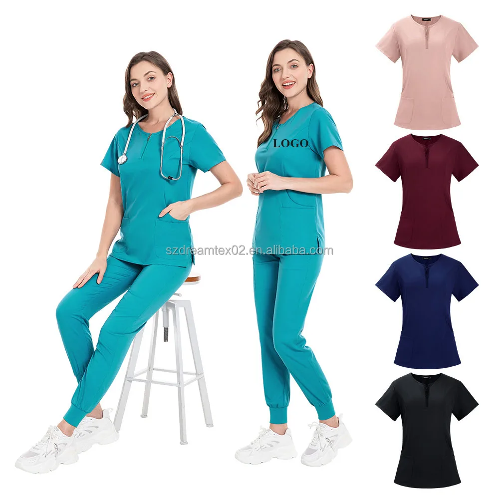 Quick Dry Polyester Rayon Spandex Stretchy Custom logo Medical Lab ...