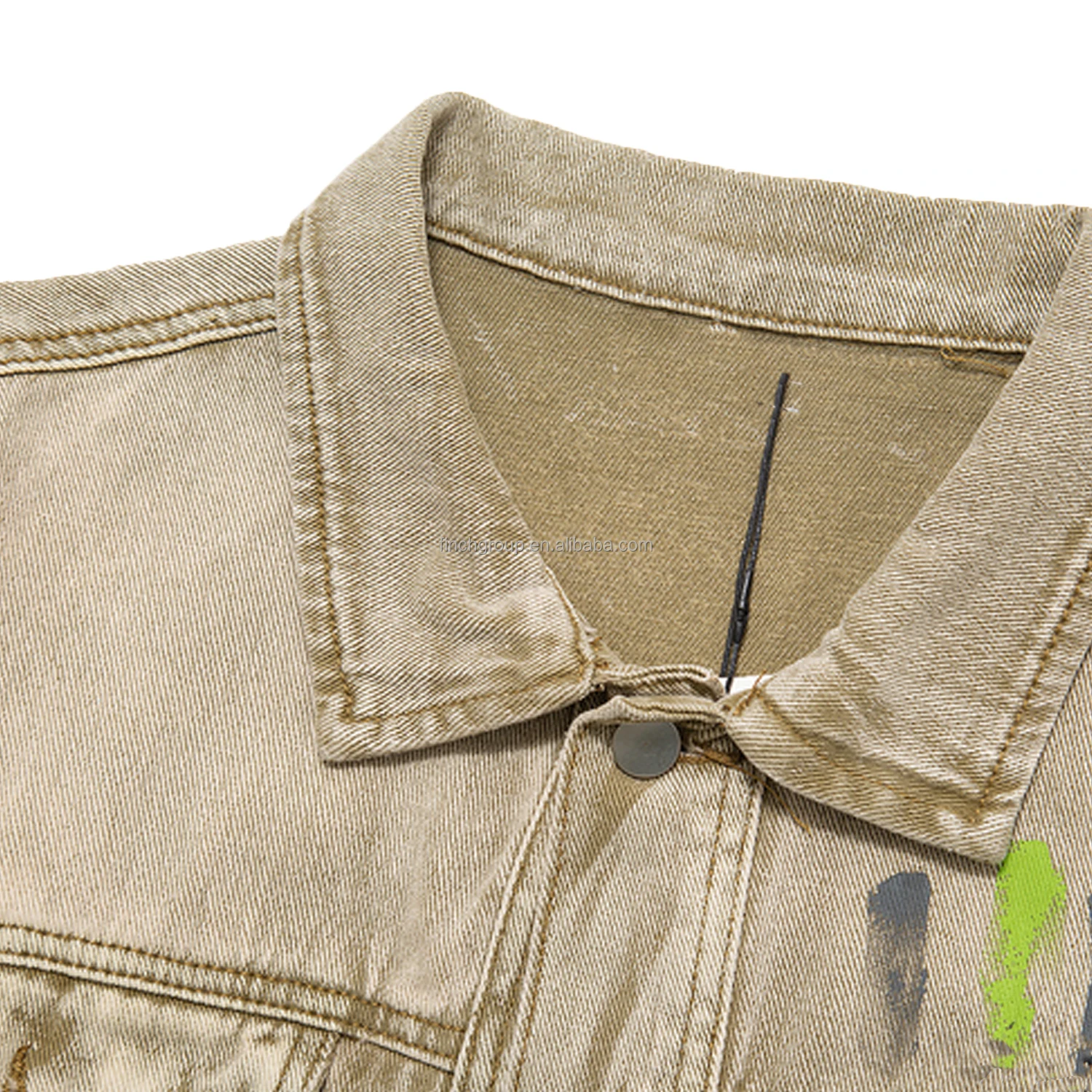 Finch Garment Streetwear Mens Jean Jacket Paint Embroidery Vintage Wash ...