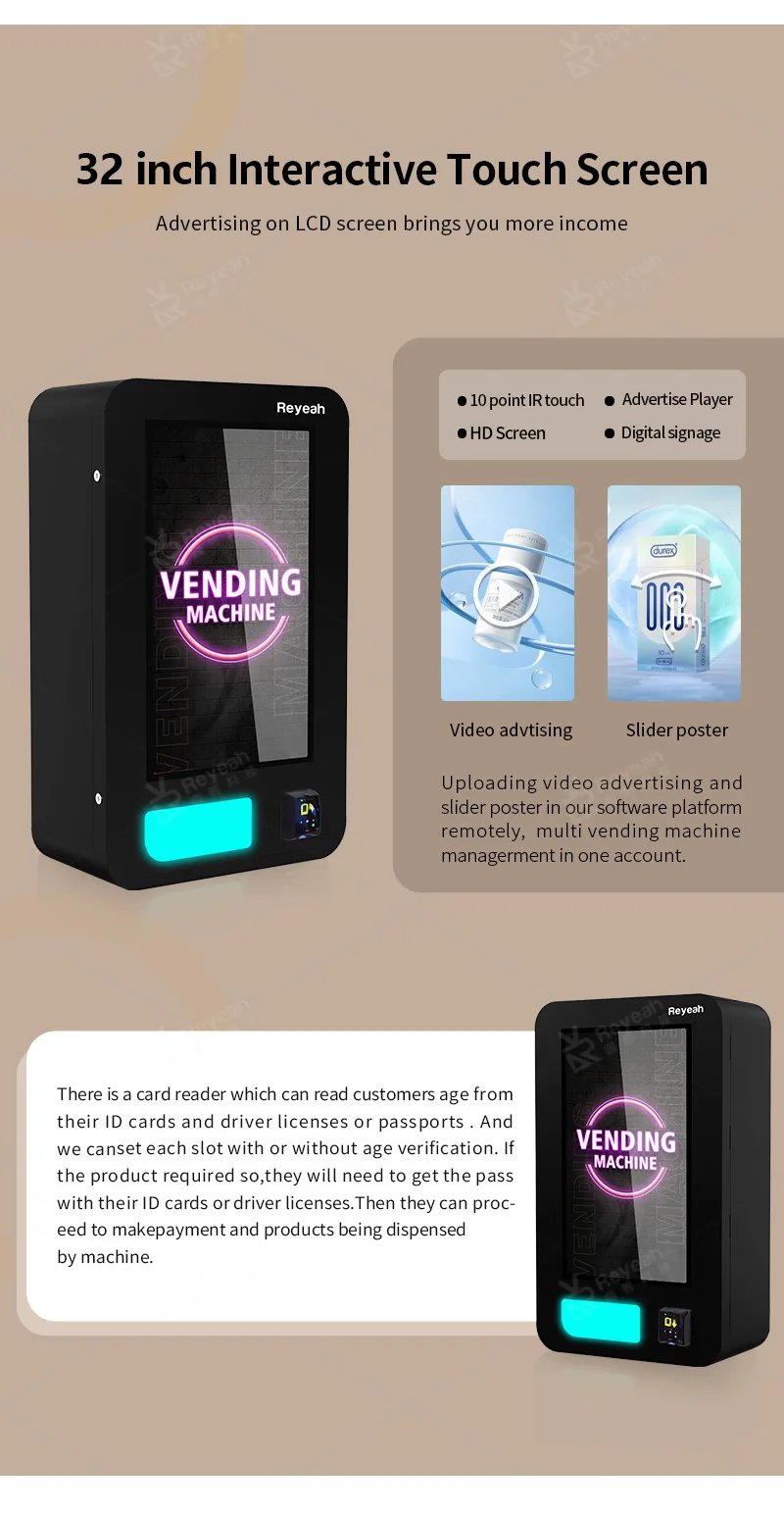 Wall Mounted Id Card Identification Vending Machine Small Combo Vending ...