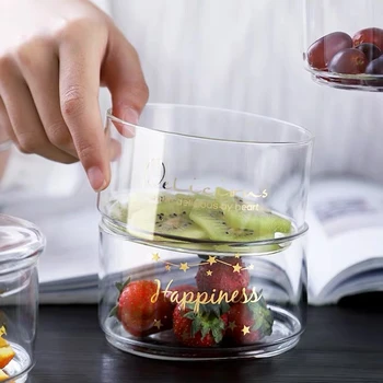 3 Tier Stackable Glass Cookie Jar Borosilicate Glass Stack Food Jar ...