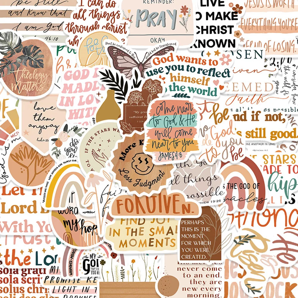 50pcs Boho Style Jesus Phrase Graffiti Stickers For Laptop Bottle Phone ...