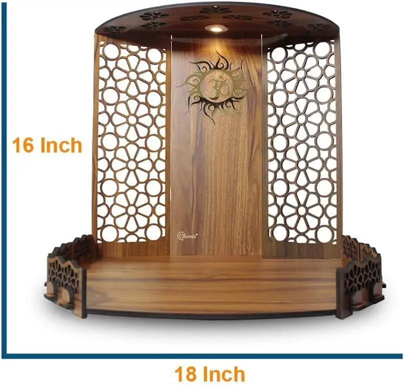 Beautiful Large Wooden Handmade Engraved Hindu Pooja Mandir with LED ...