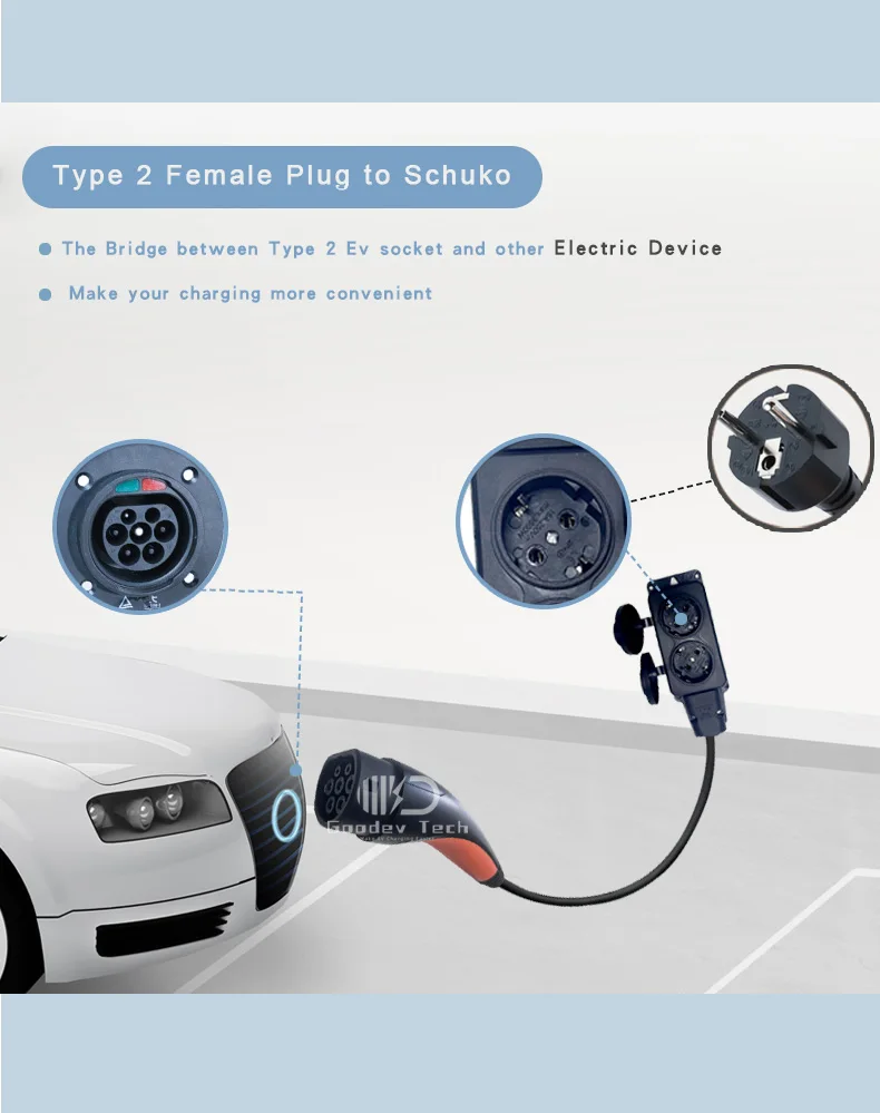 V2l Ev Vehicle To Load Discharge Cable Type 2 Female To Schuko Eu Plug For Mg Mobile Generation ...