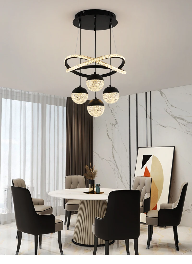 Modern Black And Gold Pendant Light Luxury Gold Chandelier Led Ceiling ...