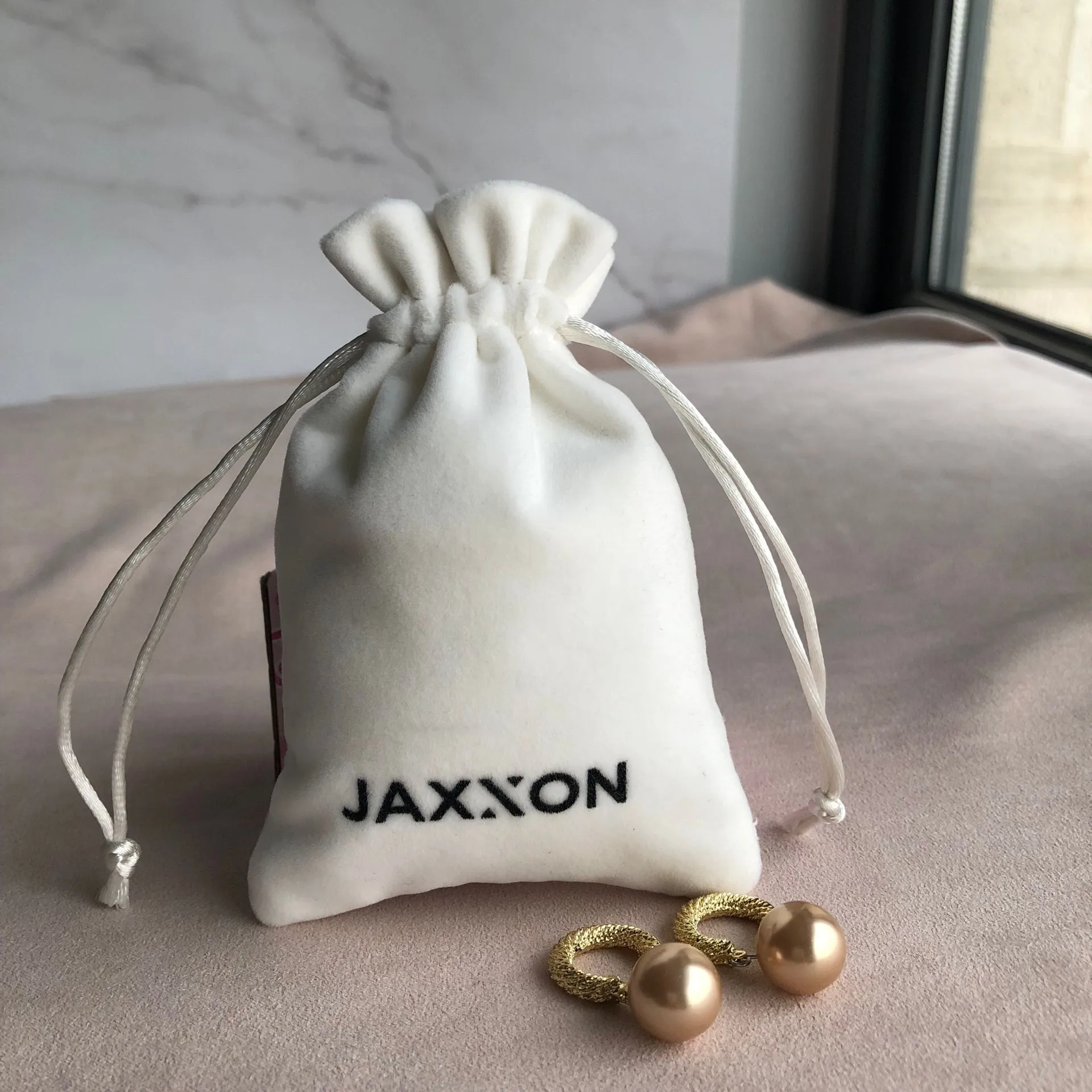 Custom Logo Printed Plush Cotton Velvet Jewelry Bag Soft Velvet Gift ...