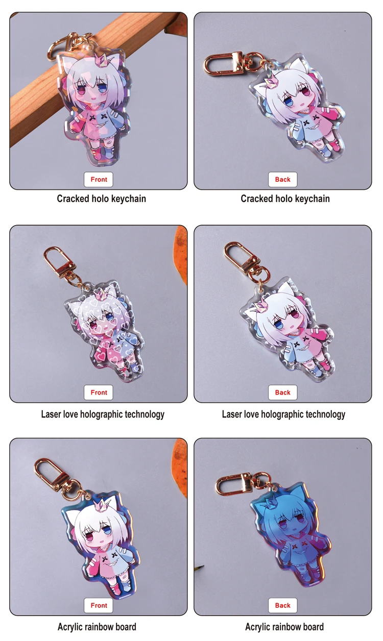 Cute Cartoon Printing Charm Gift Holographic Custom Card Pendant Key ...