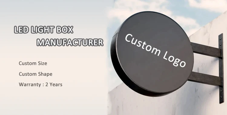 Wall Mounted LED Double Side Light Box Sign - Round Shape