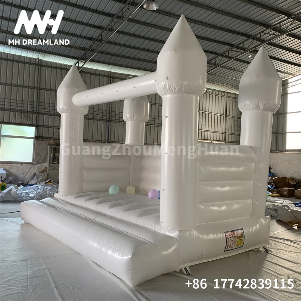 Commercial PVC Inflatable White Bounce House Castle Jumping for Wedding ...