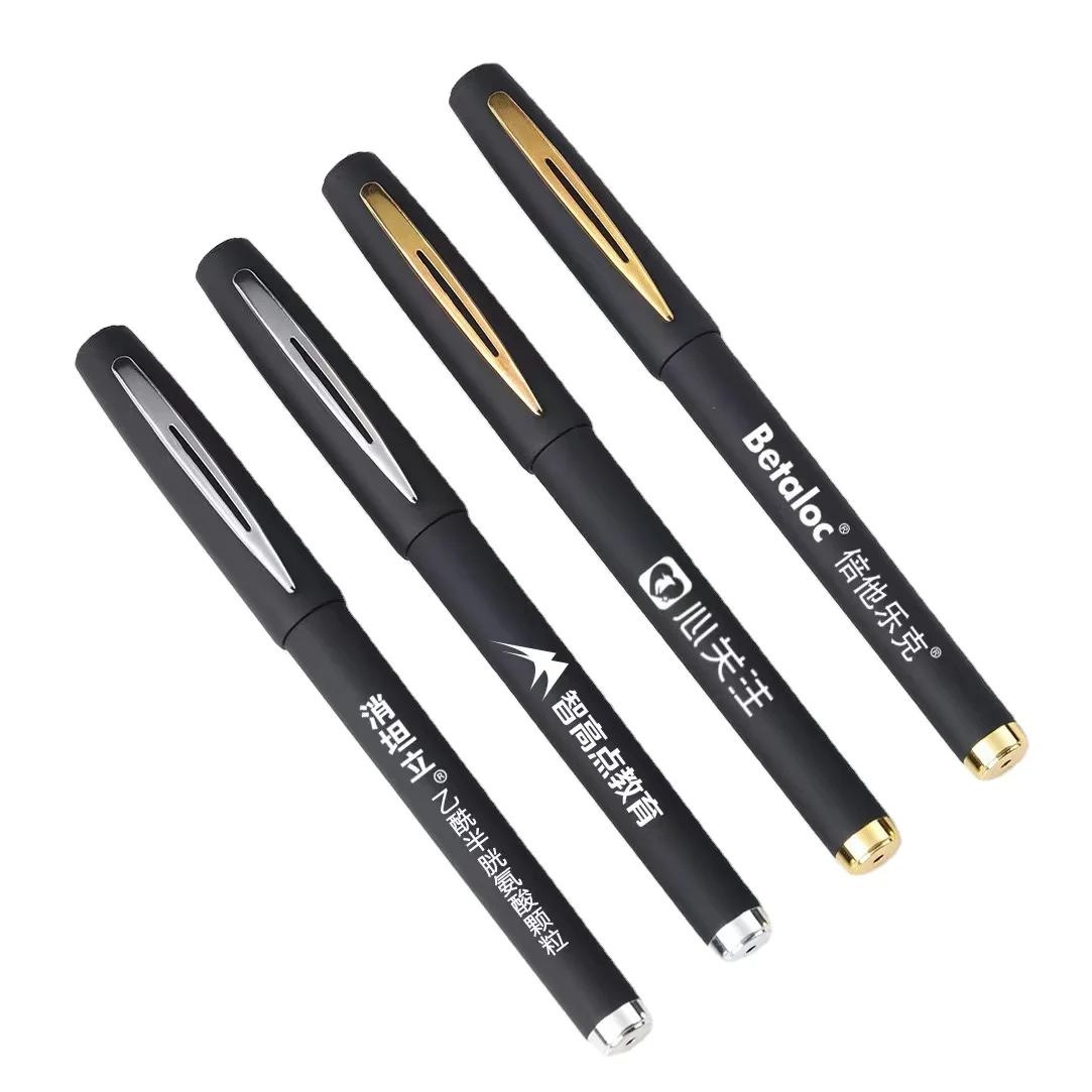 Rubber Custom Black and Gold Pen Promotional Soft Touch Gel Pen With ...