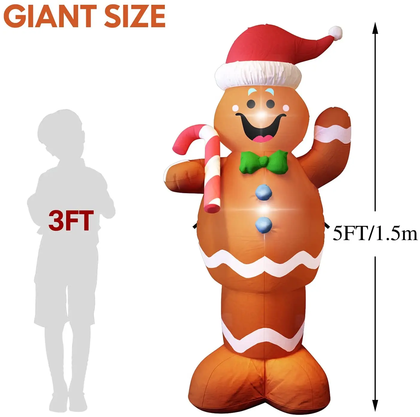 5ft Life Size Gingerbread Man LED Lighting Outdoor Christmas