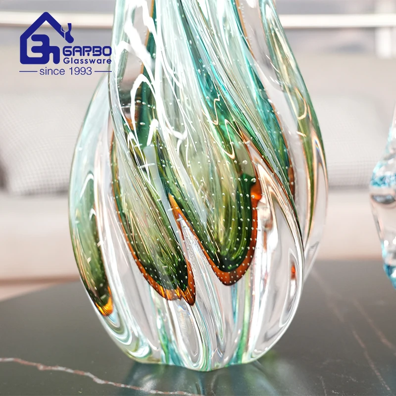 Luxury Handmade Colored Glaze Glass Flower Vase for Decor