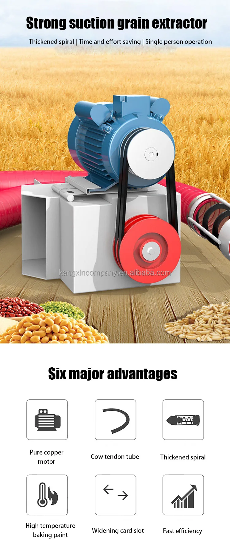 Portable Type Granules Grain Pneumatic Unloading Sucker Conveyor Corn ...