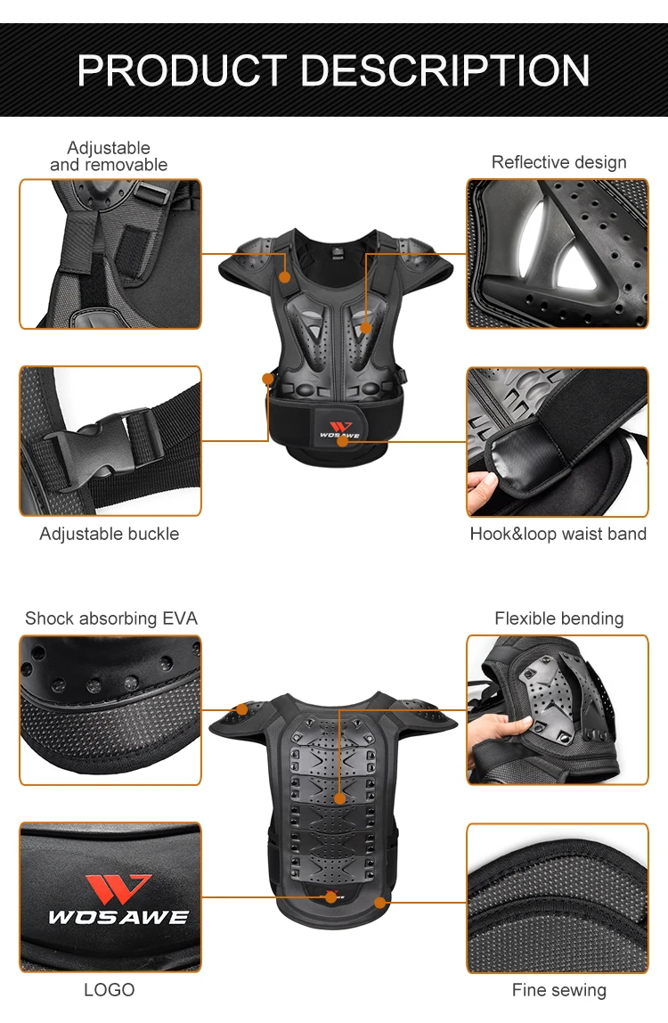 WOSAWE Motorcycle Jacket Armor Motocross Chest Back Protector ...