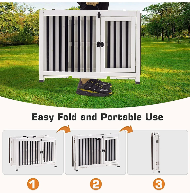 Solid Wood and Iron Portable Foldable Indoor Pet Cage Small Indoor Dog ...