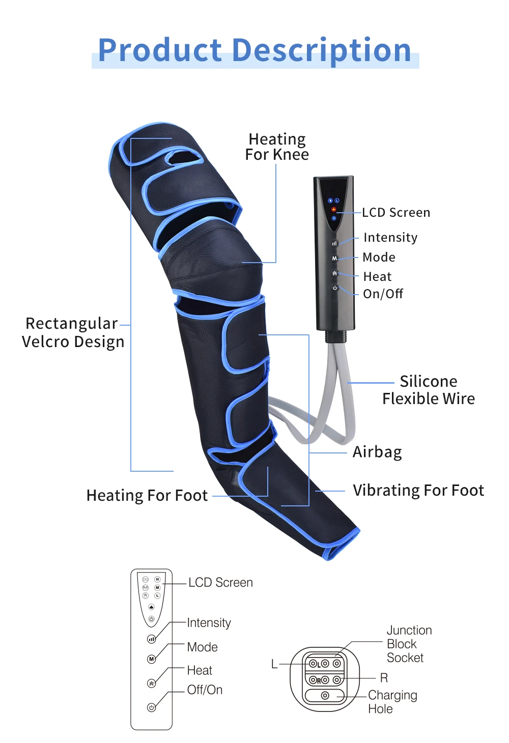 Pneumatic Heat Leg Foot Pain Relief Massager Machine