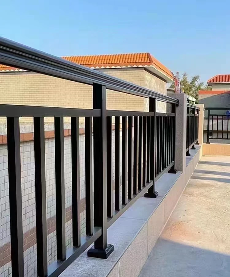 BLACK ALUMINUM RAILS Balustrades Handrails Modern Balcony Steel Railing ...