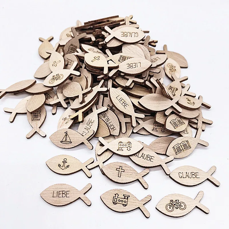 Cute Fish Shaped Wooden Chips Handmade DIY Small Fish Scrapbook ...