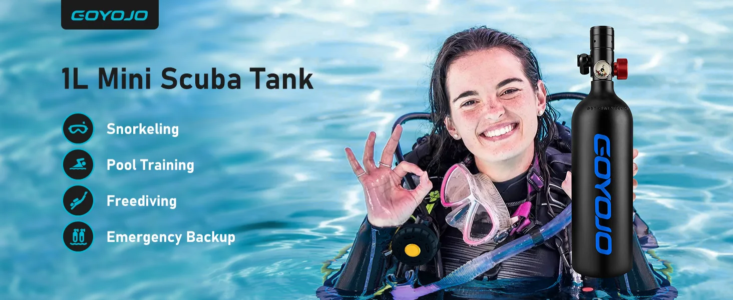 GOYOJO 1L Mini Scuba Tank - Portable 3000 PSI Air Tank