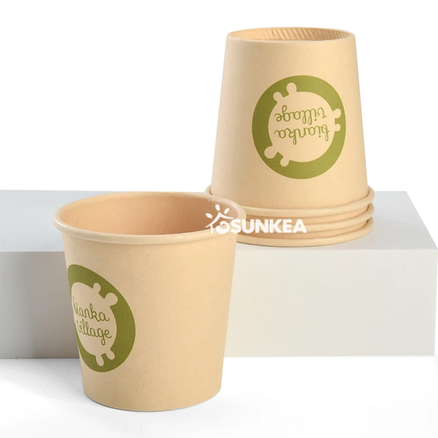 Green Eco Printing Disposable Bamboo Fibre Paper Coffee Cup with Lid ...