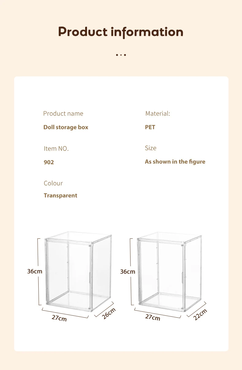 PET Plastic Display Box - Ideal for Stuffed Toy Storage