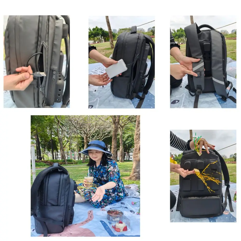 Men Waterproof Travel Fan Backpack Cooling Fan Bag Large Capacity ...