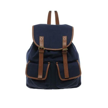 Deep Blue Canvas Backpack Without Zipper In Top Sell - Buy Deep Blue ...