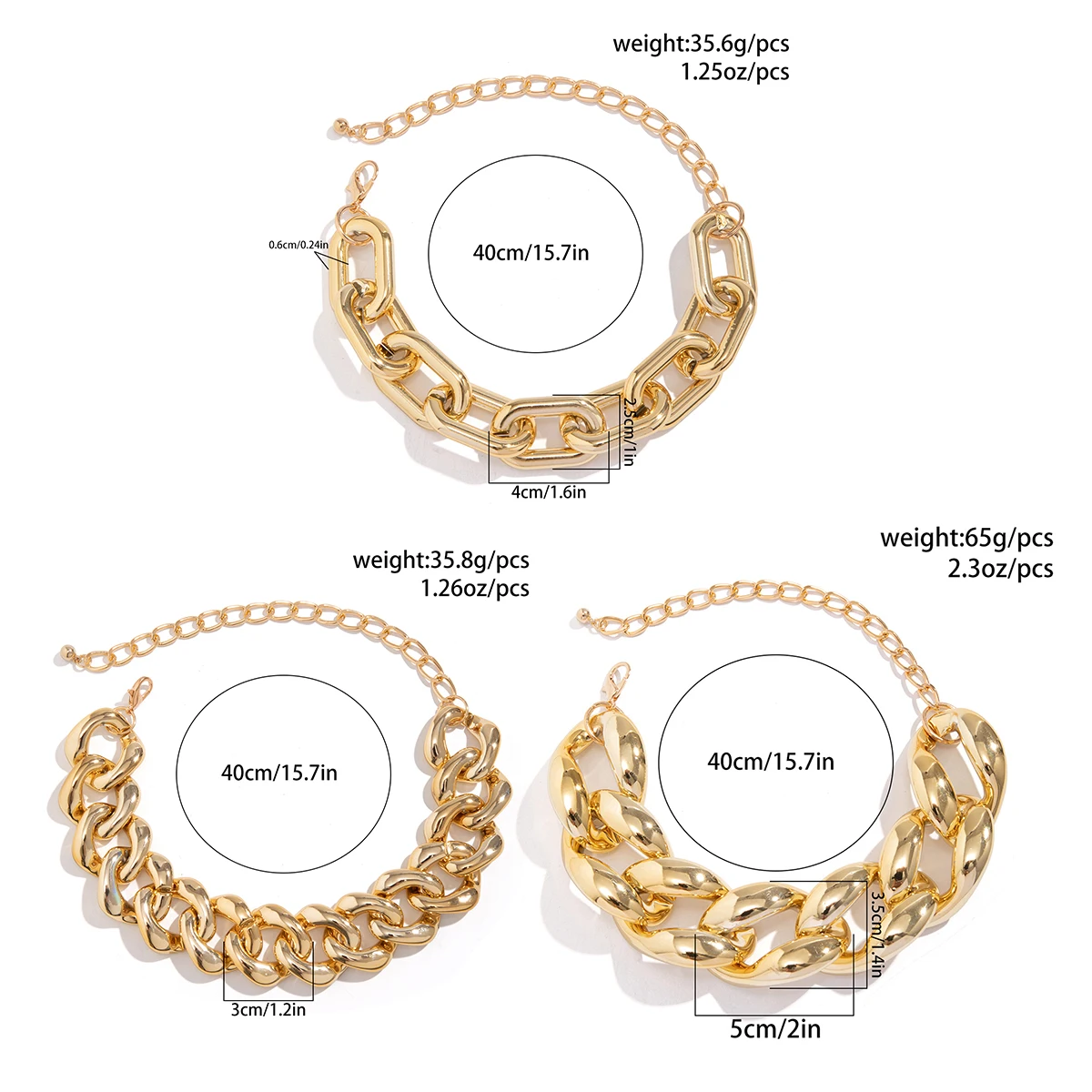 Exaggerated Large CCB Chains Choker Necklace for Women