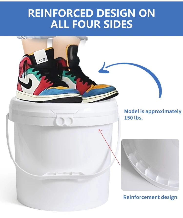 Heavy Duty Custom Printing 6L Food Grade Plastic Bucket White with ...
