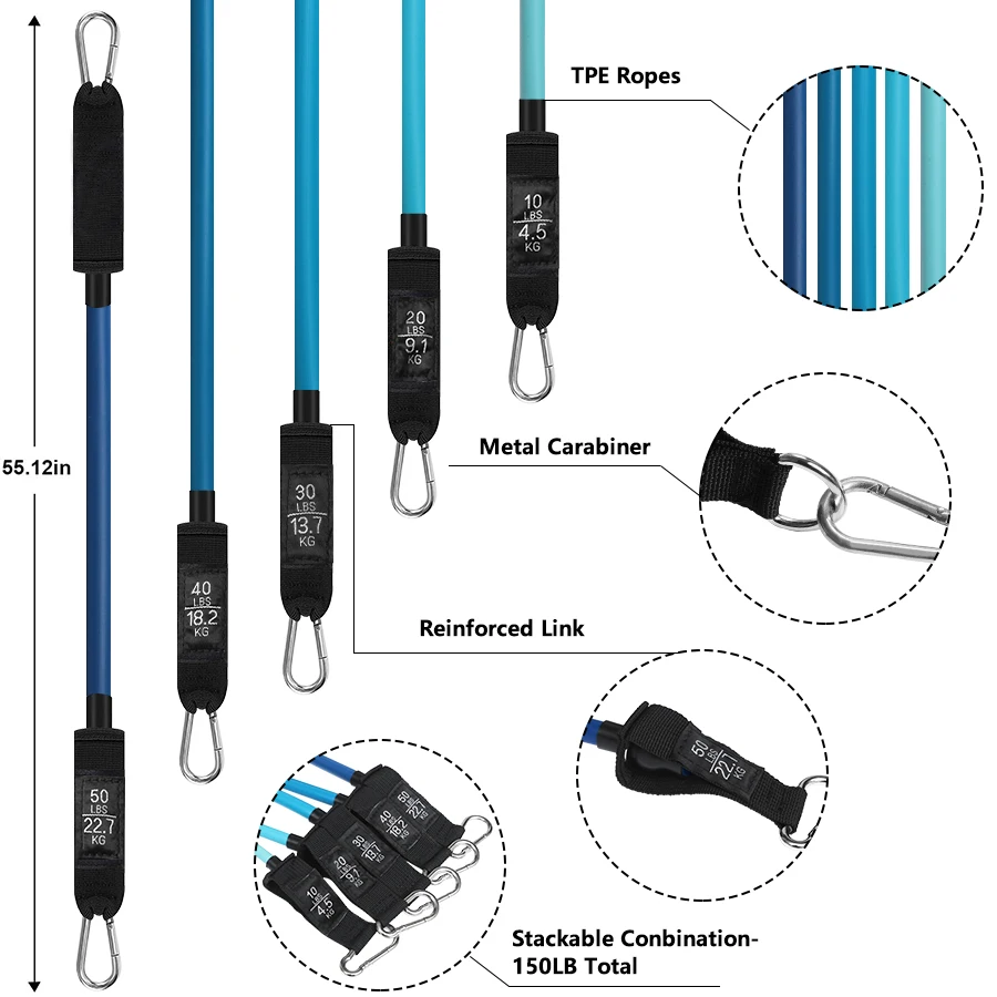 Multifunction Workout Rubber Expander Exercise Elastic Pull Rope With ...