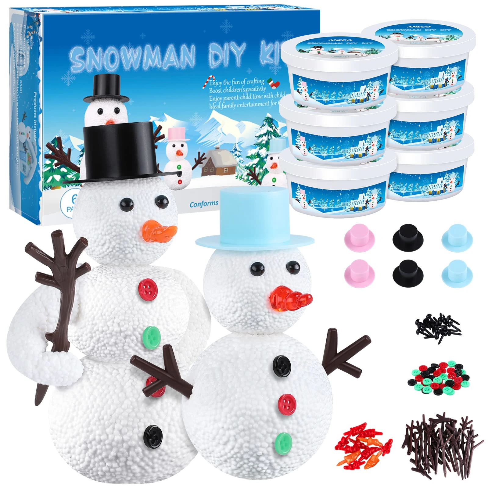 6 Pieces Each Pack Snowman Decoration Air Dry Clay Craft Making Kit For ...