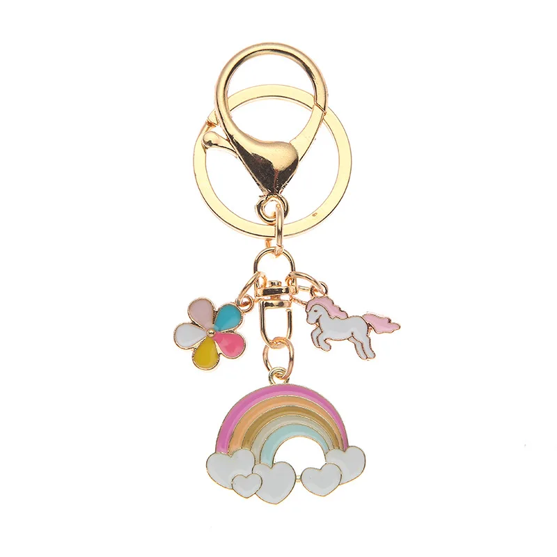 Oem Metal Enamel Rainbow-shaped Keychain Mini Rainbow Pride Unicorn Key ...