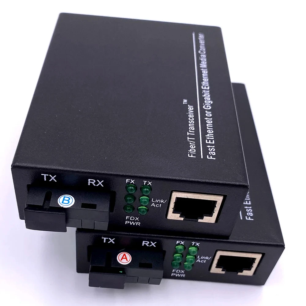 Sc Gigabit 10 100 1000 Base Tx Fx Fiber Optic Media Converter 20km ...