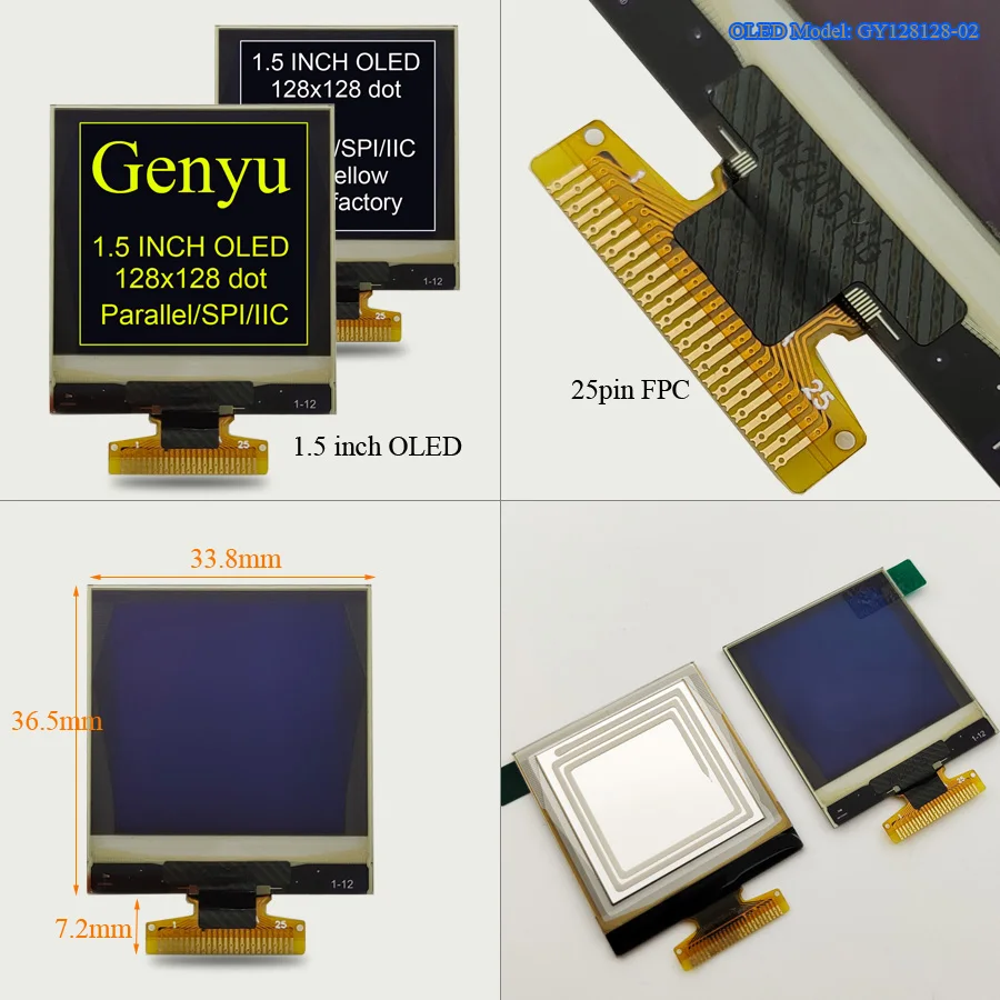 1.5 Inch White I2C OLED Display - High Contrast & Brightness