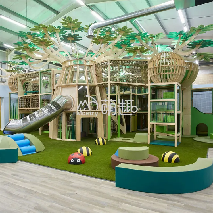 Moetry Treehouse Nature-Themed Indoor Playground with Stainless Steel ...