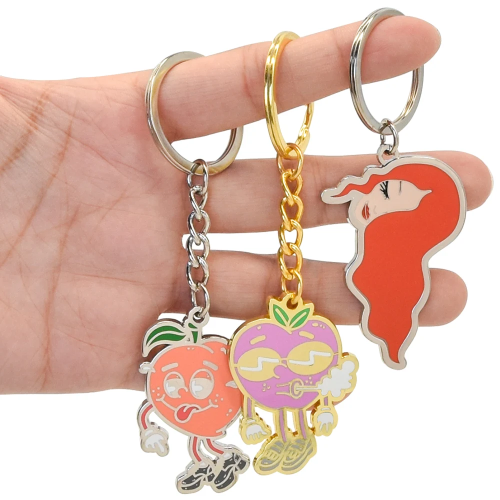 Custom Design Cute logo Luxury Promotional Keyring Cartoon Metal ...